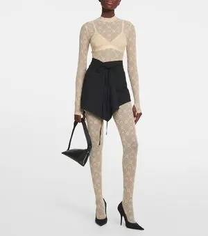 MARINE SERRE Moonogram Flocked Mesh Tights