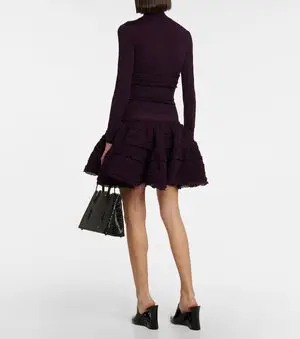 Alaïa Ruffle Virgin Wool Minidress - Grey
