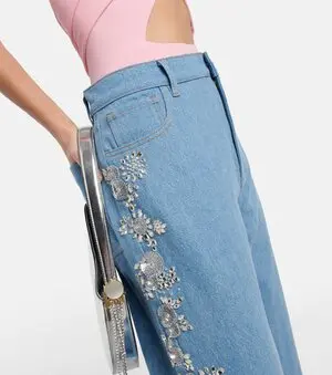 Magda Butrym Embroidered Wide-leg Jeans