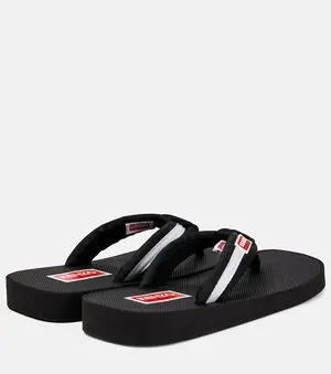 Kenzo Logo Striped Thong Sandals - Black