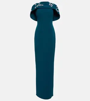Safiyaa Embellished Crêpe Gown - Blue
