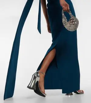 Safiyaa Embellished Crêpe Gown - Blue