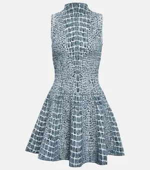 Alaïa Jacquard Mini Dress - Blue
