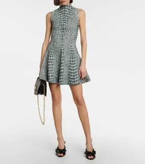 Alaïa Jacquard Mini Dress - Blue
