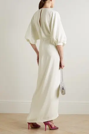 Costarellos Zinnia Wrap-effect Embroidered Crepe Maxi Dress