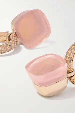 Pomellato Nudo 18-karat Rose And White Multi-stone Drop Earrings - Gold