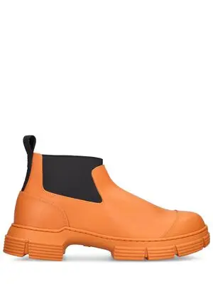 GANNI 50mm Recycled Rubber Ankle Boots - Vibrant Orange