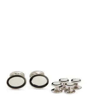 DEAKIN & FRANCIS Enamelled Stud Cufflinks - Black