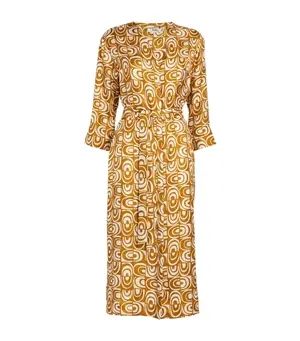 Max Mara Silk Patterned Midi Dress - Brown