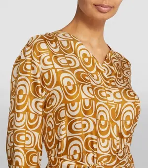 Max Mara Silk Patterned Midi Dress - Brown