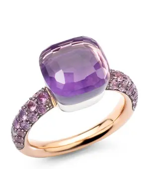 Pomellato Mixed Gold, Amethyst, And Jade Nudo Ring