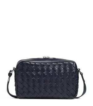 Bottega Veneta Small Intrecciato Leather Camera Bag - Grey