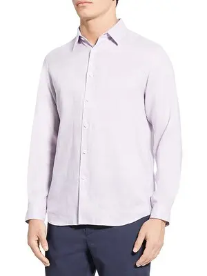 Theory Irving Long-sleeve Linen Shirt Misty Haze