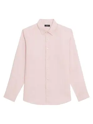 Theory Irving Long-sleeve Linen Shirt Pale Pink