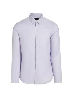 Theory Irving Long-sleeve Linen Shirt Soft Iris