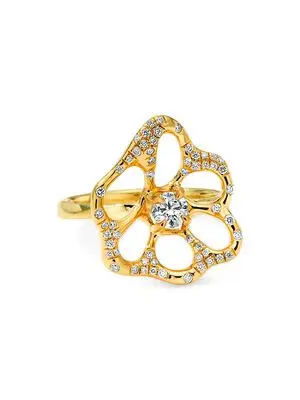 Ippolita Stardust 18k & 0.24 Tcw Diamond Medium Flower Ring