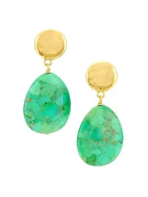 NEST NEW YORK Women's 22K-Gold-Plated & Green Turquoise Teardrop Earrings - Green Turquoise - Green Turquoise - Green Turquoise