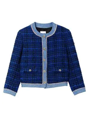 Sandro Women's Tweed Jacket - Electric Blue  Electric Blue