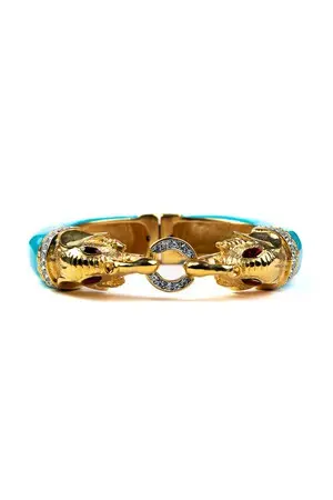 KENNETH JAY LANE Turquoise Elephant Head Bangle - Gold
