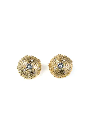 KENNETH JAY LANE Crystal Sea Urchin Clip-on Earrings - Gold