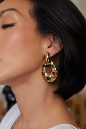 KENNETH JAY LANE Gemstone Oval Clip On Earrings
