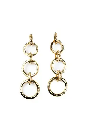 KENNETH JAY LANE Tone Hammered Circles Drop Earrings - Gold