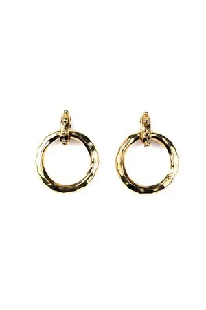 KENNETH JAY LANE Hammered Drop Earrings - Gold