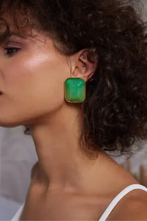KENNETH JAY LANE Light Ming Jade Clip-on Earrings