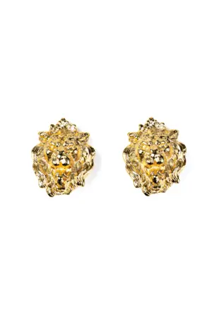 KENNETH JAY LANE Lion Head Clip On Earrings - Gold