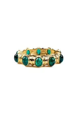 KENNETH JAY LANE Flawed Emerald Hinged Bracelet - Gold