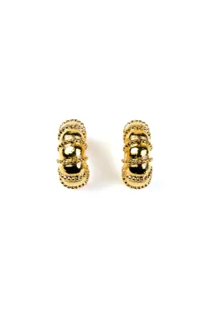 KENNETH JAY LANE Textured Hoop Clip On Earrings - Gold