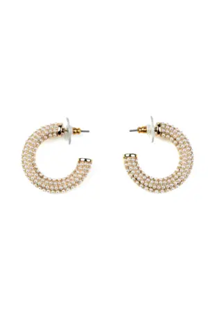 KENNETH JAY LANE Tone And Pearl Hoop Earrings - Gold