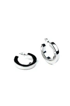 KENNETH JAY LANE Polished Hoop Earrings - Silver