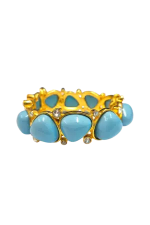 KENNETH JAY LANE Turquoise And Crystal Hinged Bracelet - Natural