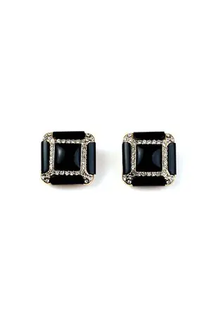 KENNETH JAY LANE Square Clip On Earrings - Black