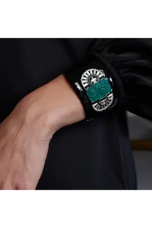 KENNETH JAY LANE Carved Jade Deco Cuff