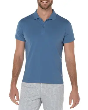 LIVERPOOL Liverpool Garment Dyed Polo Shirt Copen Blue