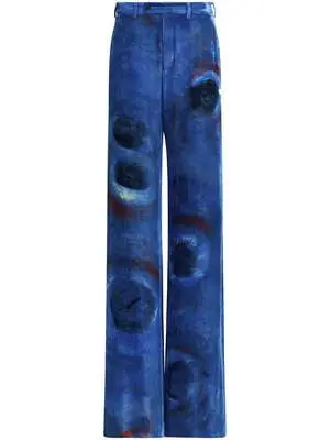 Marni Painterly-print Straight-leg Trousers - Blue