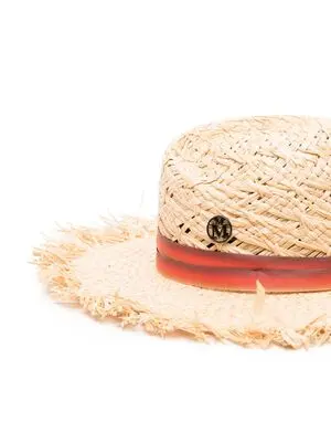MAISON MICHEL Logo-plaque Raffia Hat