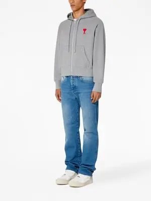 AMI Paris Embroidered-logo Detail Hoodie