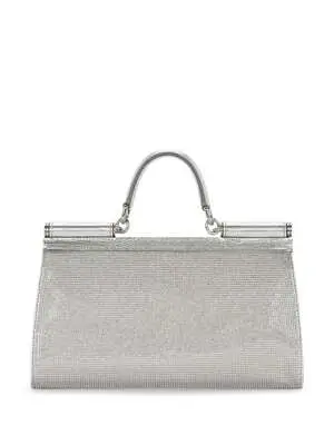 Dolce & Gabbana Small Sicily Rhinestone Top-handle Bag - Silver