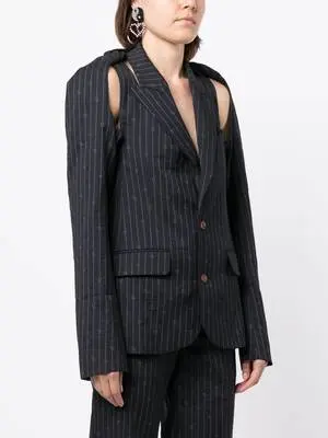 CHARLES JEFFREY Pinstripe Cut-out Blazer