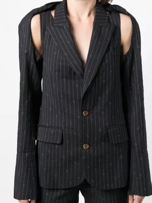 CHARLES JEFFREY Pinstripe Cut-out Blazer