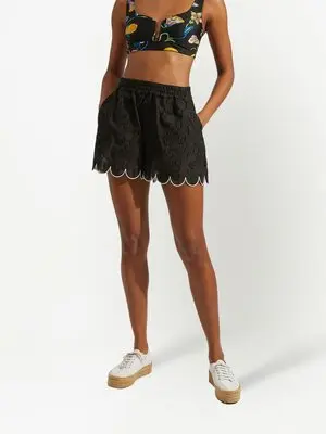 La DoubleJ Floral Jacquard Shorts - Black