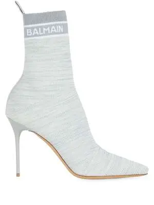 Balmain Skye 95mm Knit Ankle Boots - Blue