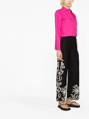 Maje Floral-embroidered Wide-leg Trousers