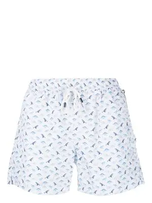 Fedeli Dinosaur-print Swim Shorts