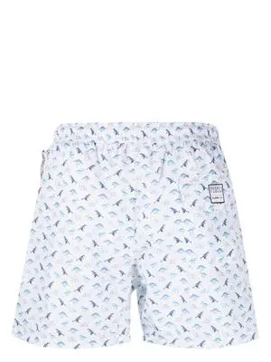 Fedeli Dinosaur-print Swim Shorts