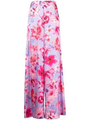 Pinko Floral-print High-waisted Palazzo Pants - Purple