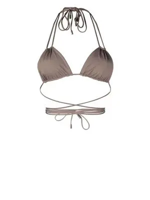 Saint Laurent Wrap-around Bikini Top - Grey